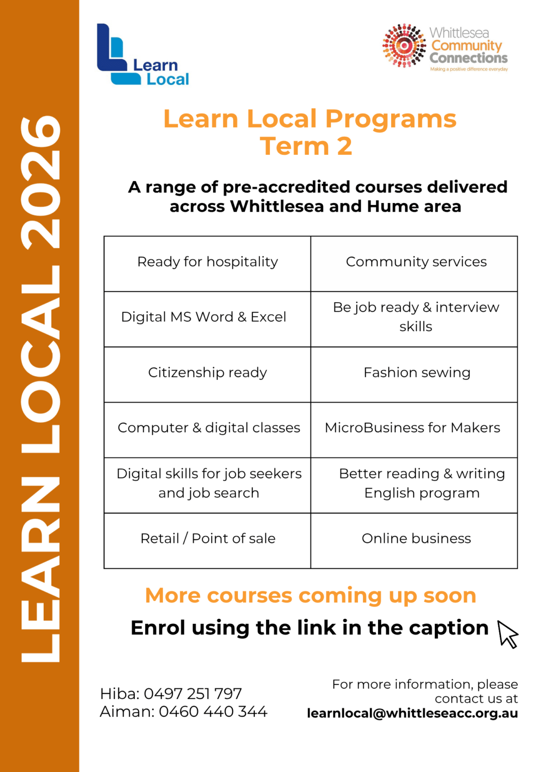 Learn Local Programs Term 2 - Whittlesea Community Connections